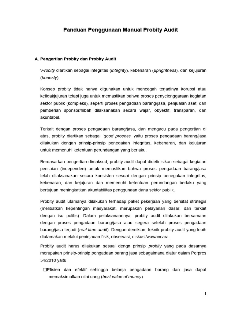 Panduan Probity Audit Pengadaan Jasa | PDF | Bisnis | Pengelolaan ...