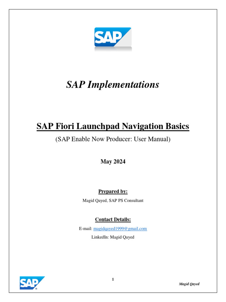 SAP Fiori Launchpad Navigation Basics by Magid Qayed 1719713807 | PDF ...