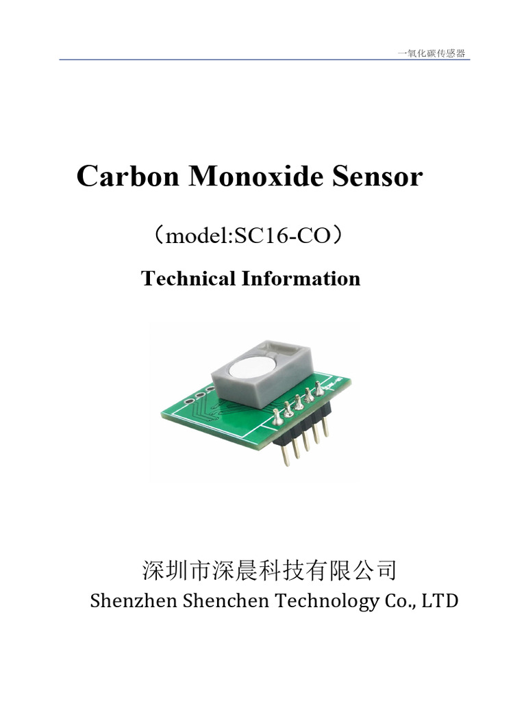 Carbon Mono Oxide Sensor SC16-CO | PDF | Sensor | Computer Engineering Carbon Mono Oxide Sensor SC16-CO | PDF | Sensor | Computer Engineering