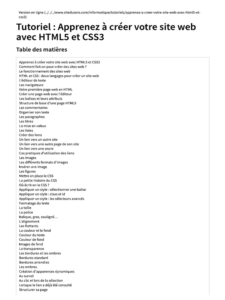 SDZ Apprendre HTML 5 Et Css 3 | PDF