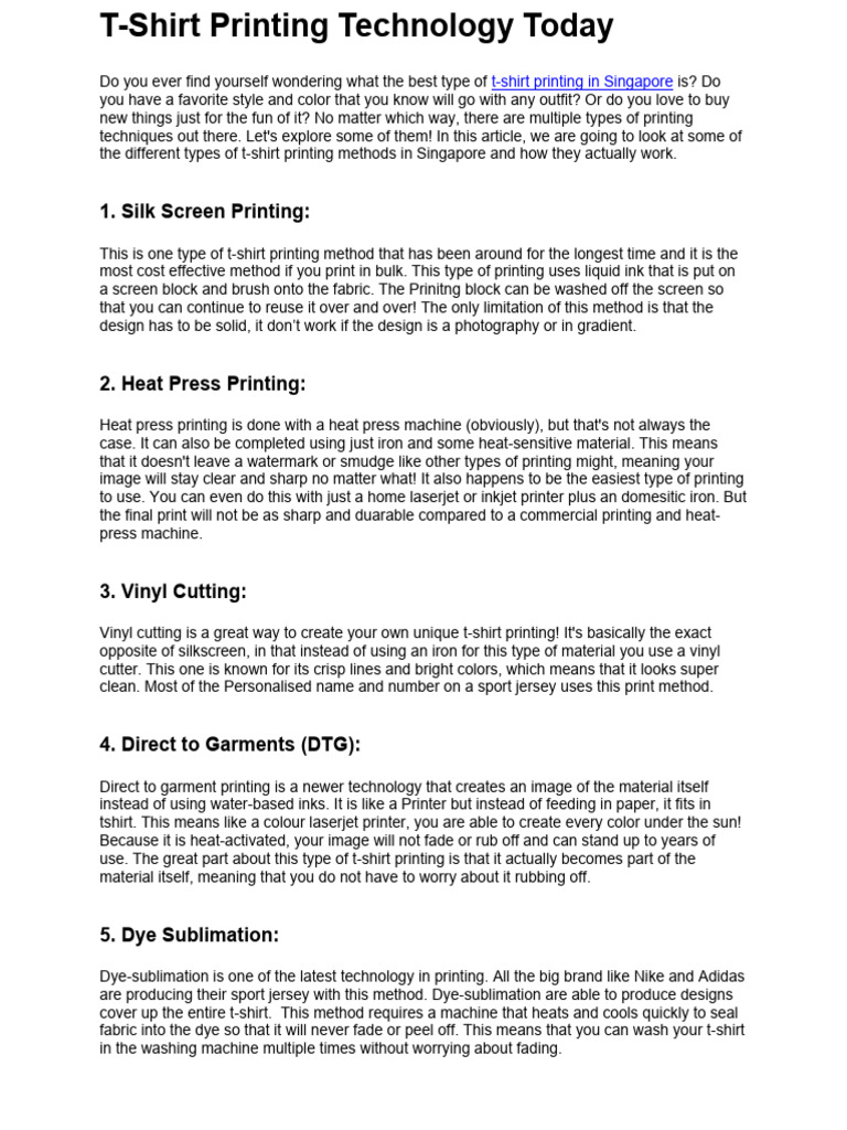 Different types of tshirt printing methods | Download Free PDF | T ...