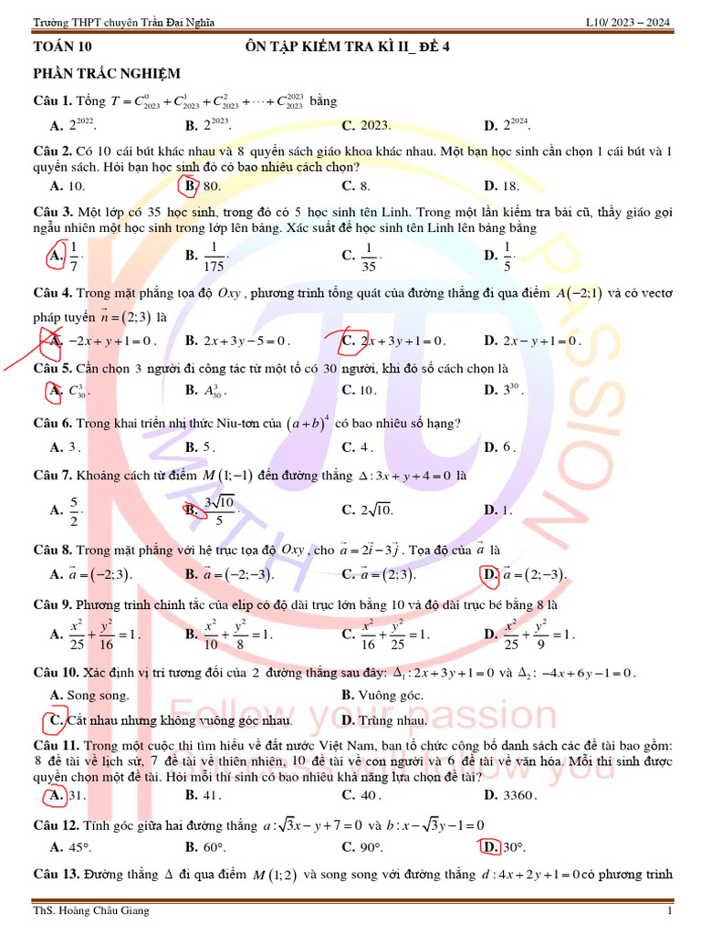 TOAN10 - de On Thi hk2 - 4 2024 | PDF