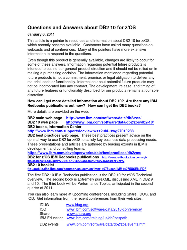db2 10 Questions Answered | PDF | Ibm Db2 | Databases