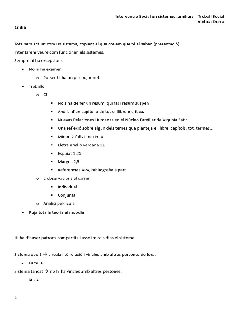 Apunts Intervenció Social en Sistemes Familiars | PDF
