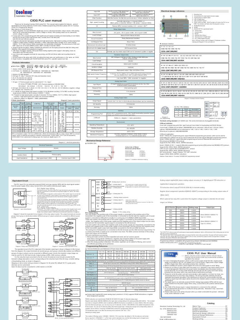 CX3G PLC User Manual | PDF | Programmable Logic Controller | Power Supply
