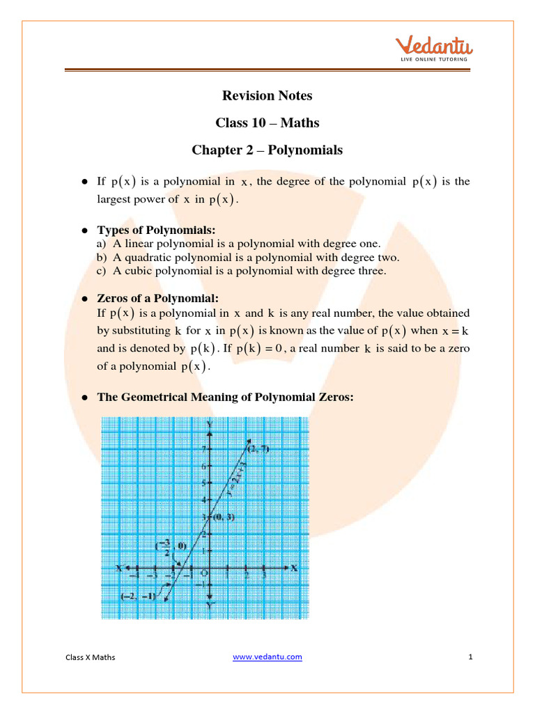 Cbse Class 10 Maths Notes Chapter 2 Polynomials | PDF | Polynomial ... Cbse Class 10 Maths Notes Chapter 2 Polynomials | PDF | Polynomial ...