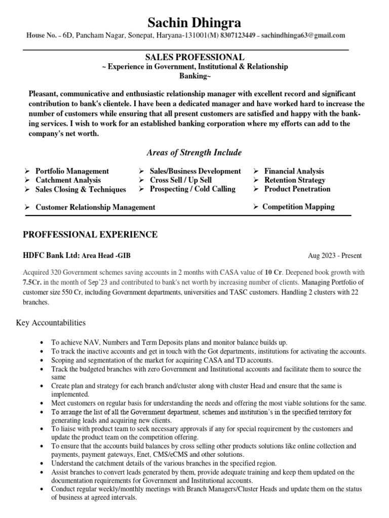 Sachin CV | PDF | Banks | Business
