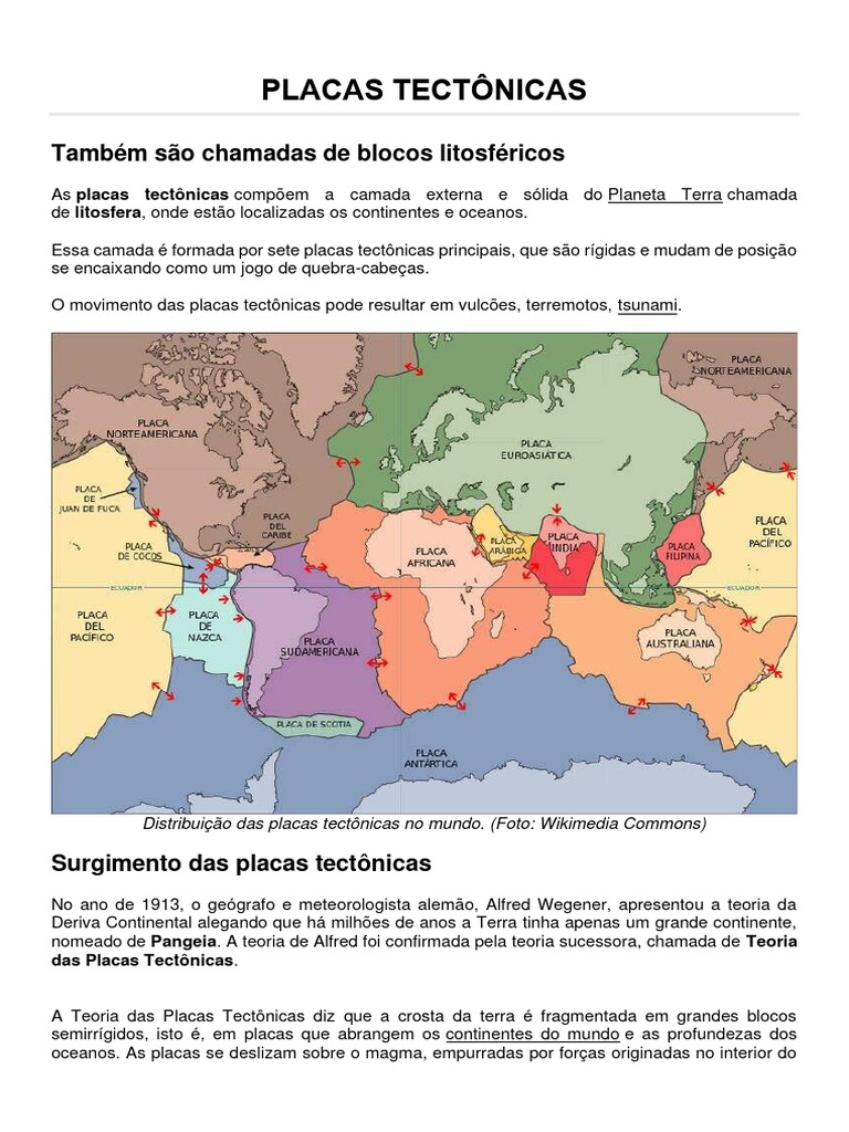 PLACAS TECTÔNICAS | PDF | Placas tectônicas | Terremotos