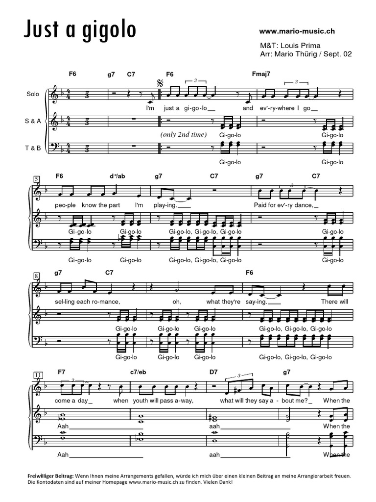 Just A Gigolo - Louis Prima | PDF