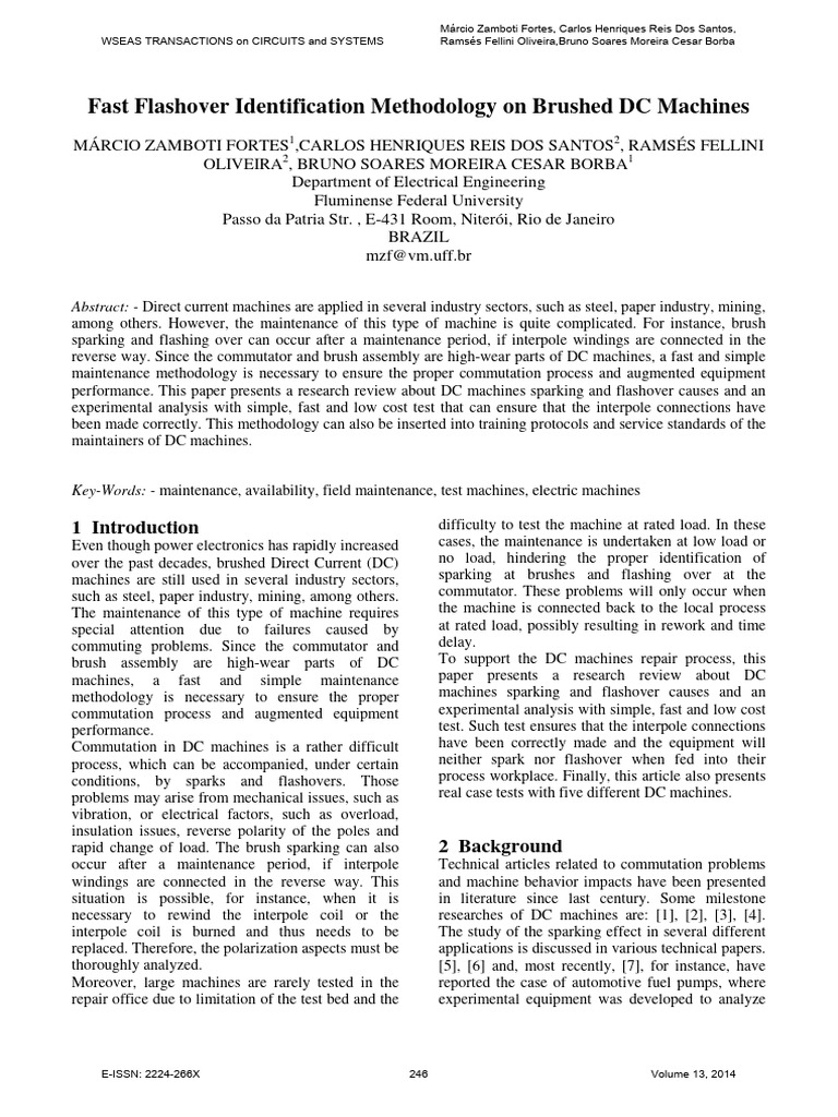 Fast Flashover Identification Methodology On Brushed DC Machines | PDF ...