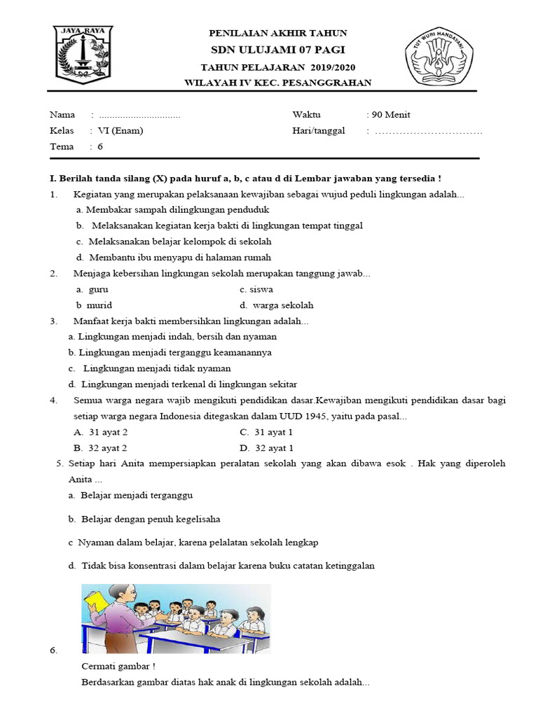 Pat Tema 6 Kelas Vi | PDF | Karier & Perkembangan | Ilmu Sosial