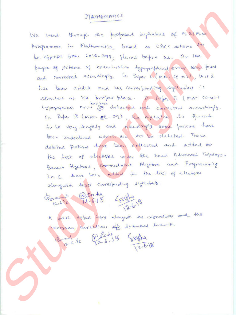 LNMU PG CBCS MSC Mathematics Syllabus | PDF | Business