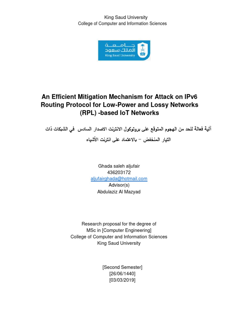 An Efficient Mitigation Mechanism For Attack On IPv6 Routing Protocol For Low-Power and Lossy ...
