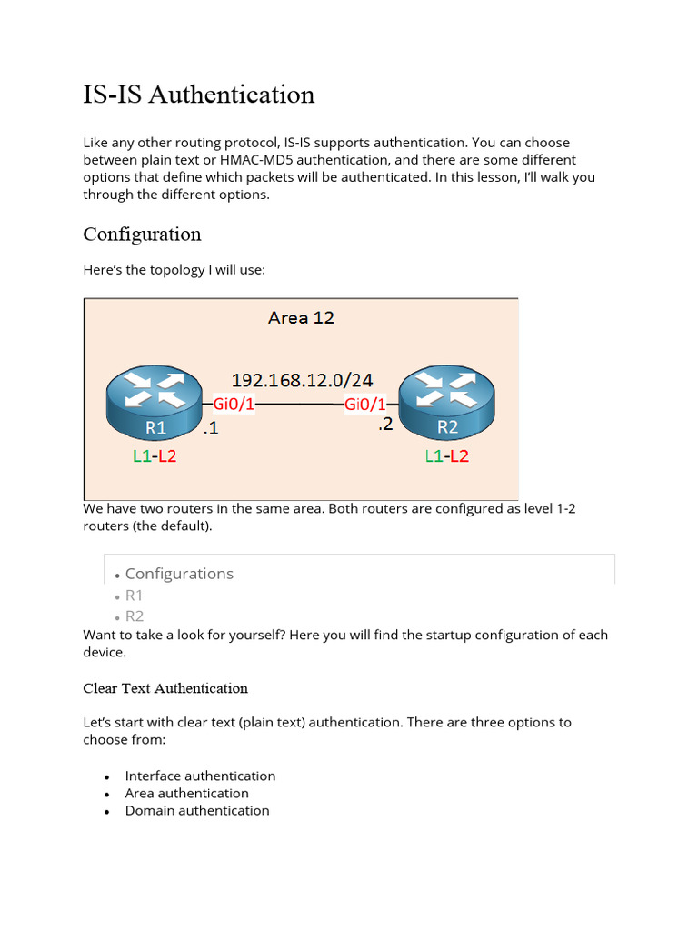 IS-IS Authentication | PDF | Internet | Computer Networking