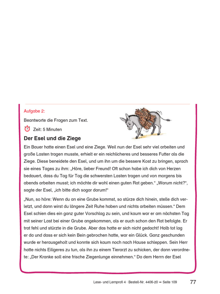 Der Esel Und Die Ziege Mit Fragen | PDF