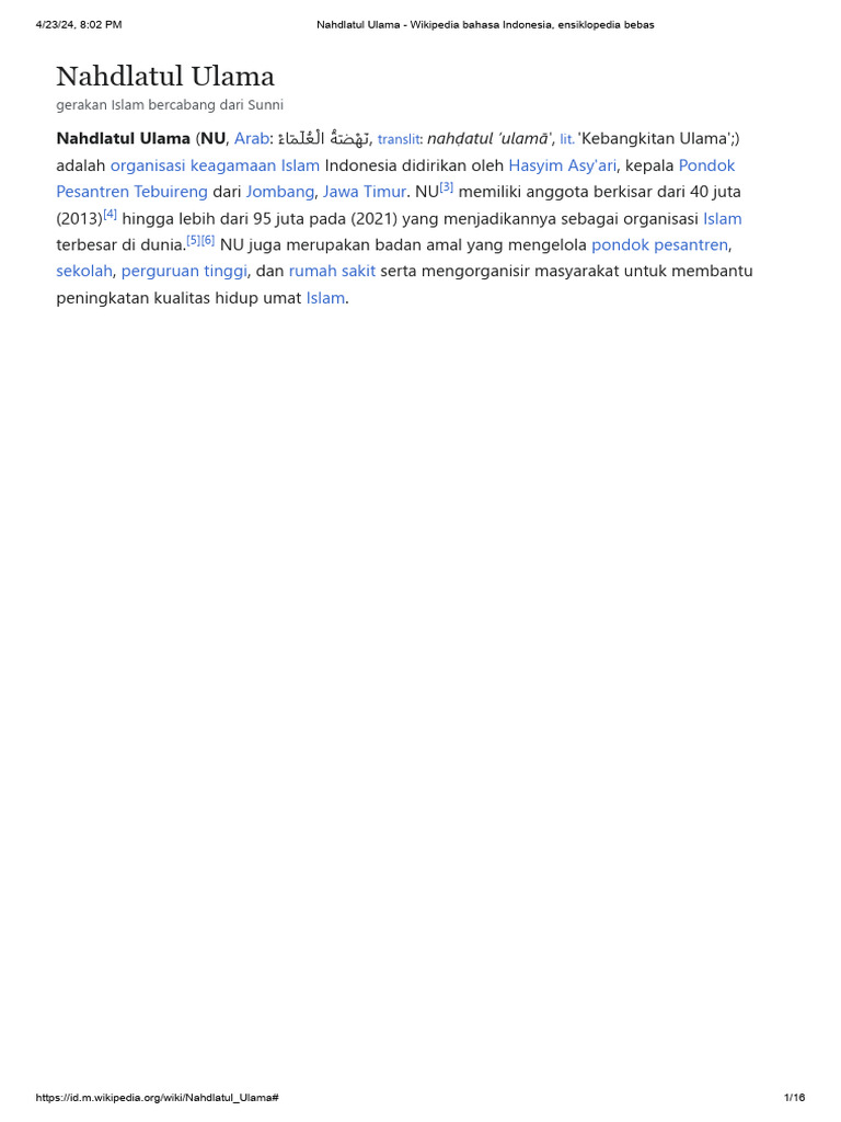 Materi Sejarah NU | PDF