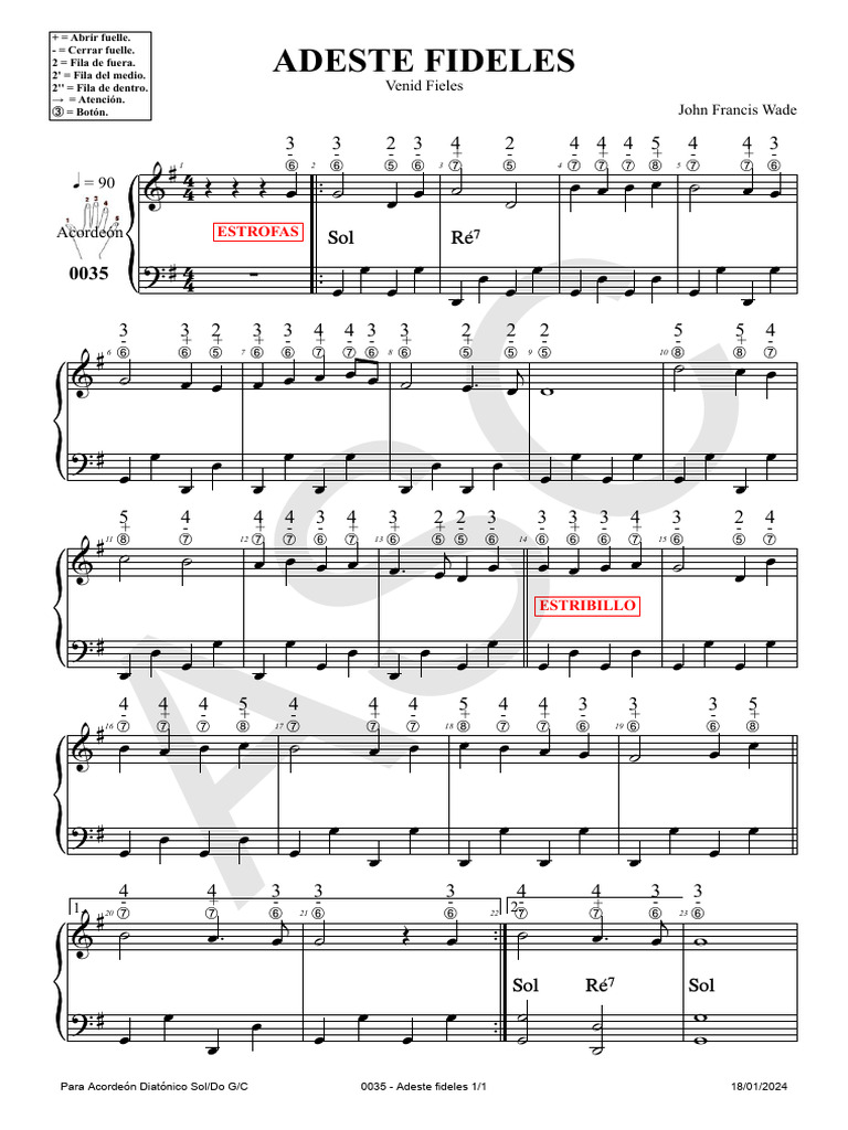 ADESTE FIDELES - Partitura completa | PDF