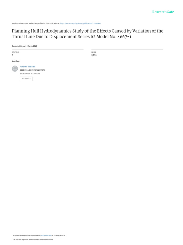 Planning Hull Hydrodynamics Study of The Effects Caused by Variation of ...