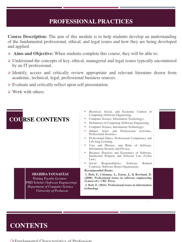 Professional Practices - lect2.2024.SZIC.8th Semester BCS Course | PDF ...