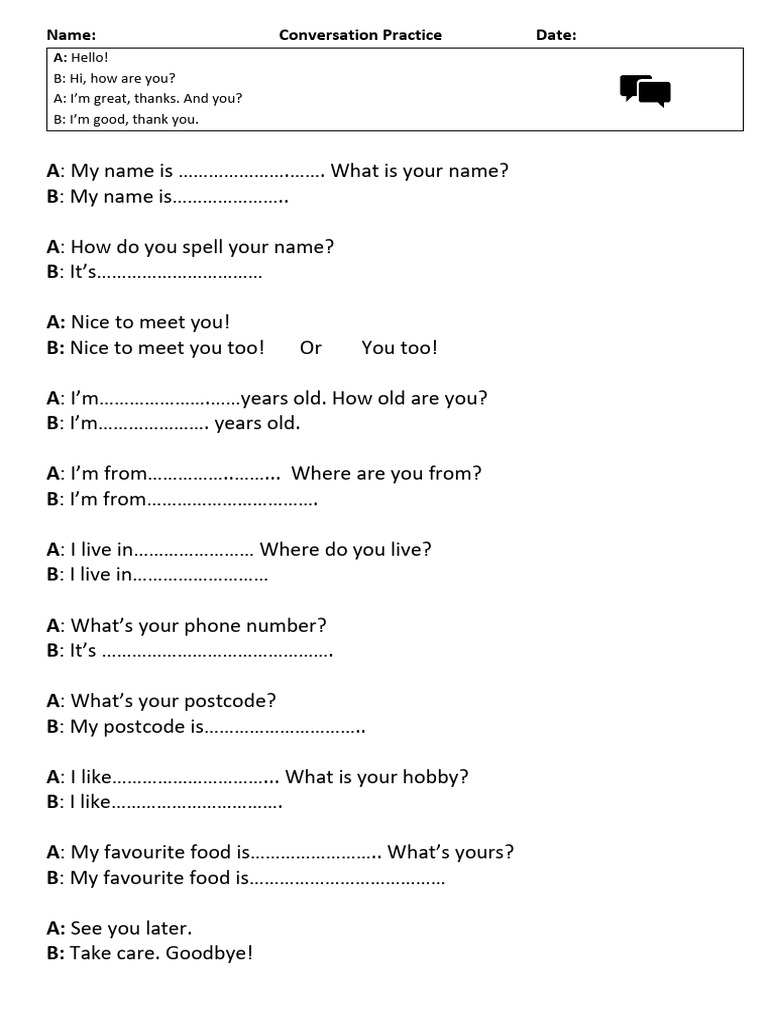 Conversation Practice Entry 1-Beginners | PDF | Language Arts ...