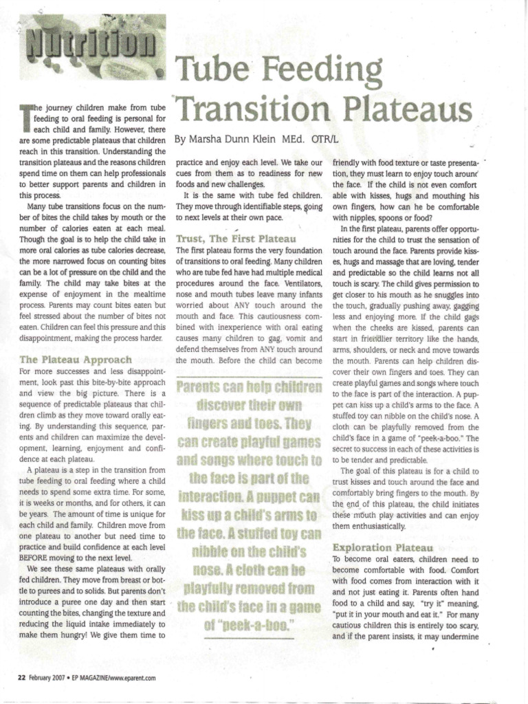Tube Feeding Transition Plateaus | PDF