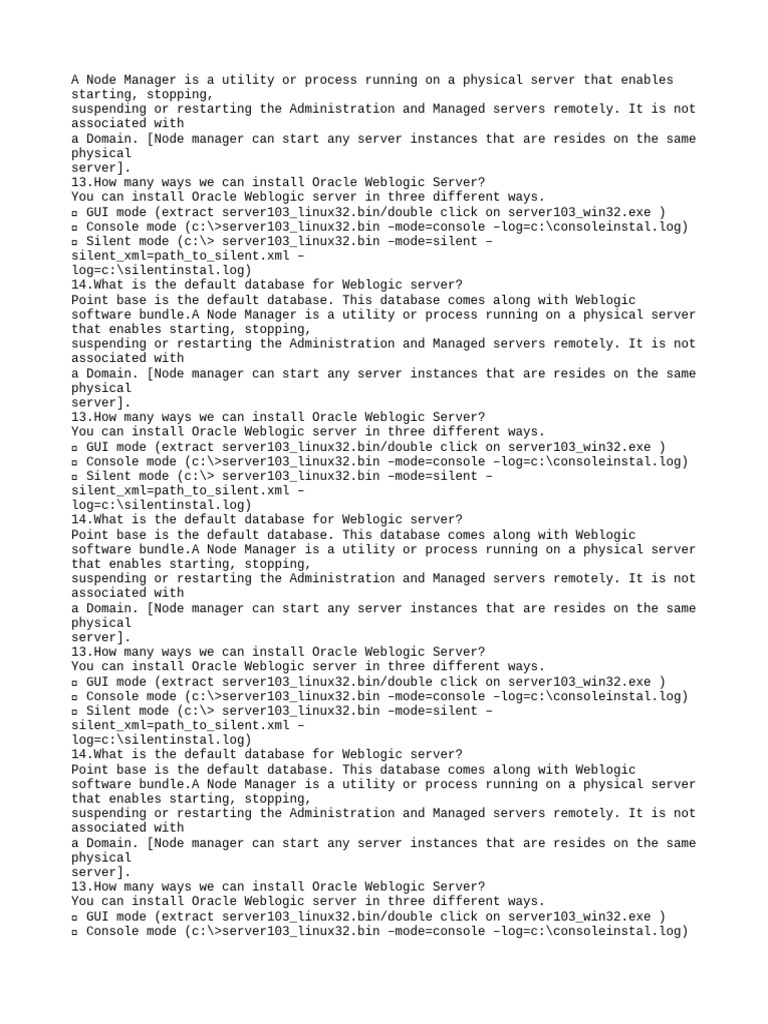 Oracle WebLogic Server Installation Guide | PDF | Command Line ...