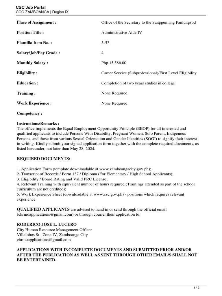 CGO ZAMBOANGA-Administrative Aide IV | PDF | Lgbt | LGBTQIA+ Studies