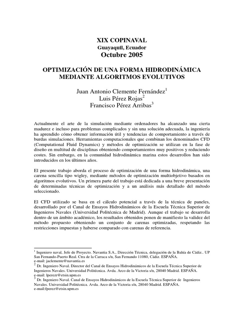 Optimización de Una Forma Hidrodinámica Mediante Algoritmos Evolutivos | PDF | Optimización ...