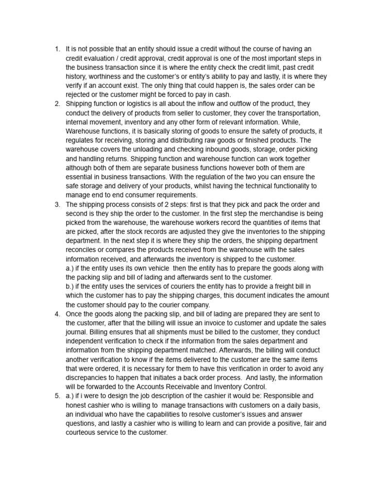 Acctsys Unit 4 Worksheet | PDF | Warehouse | Receipt