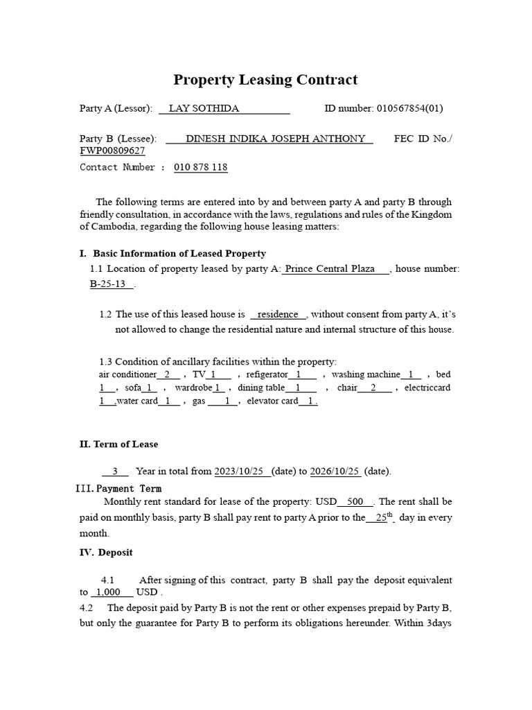 Leasing Contract PCP | PDF | Lease | Expense