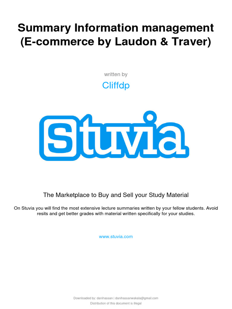 Stuvia 421971 Summary Information Management e Commerce by Laudon en Traver | PDF | Cloud ...