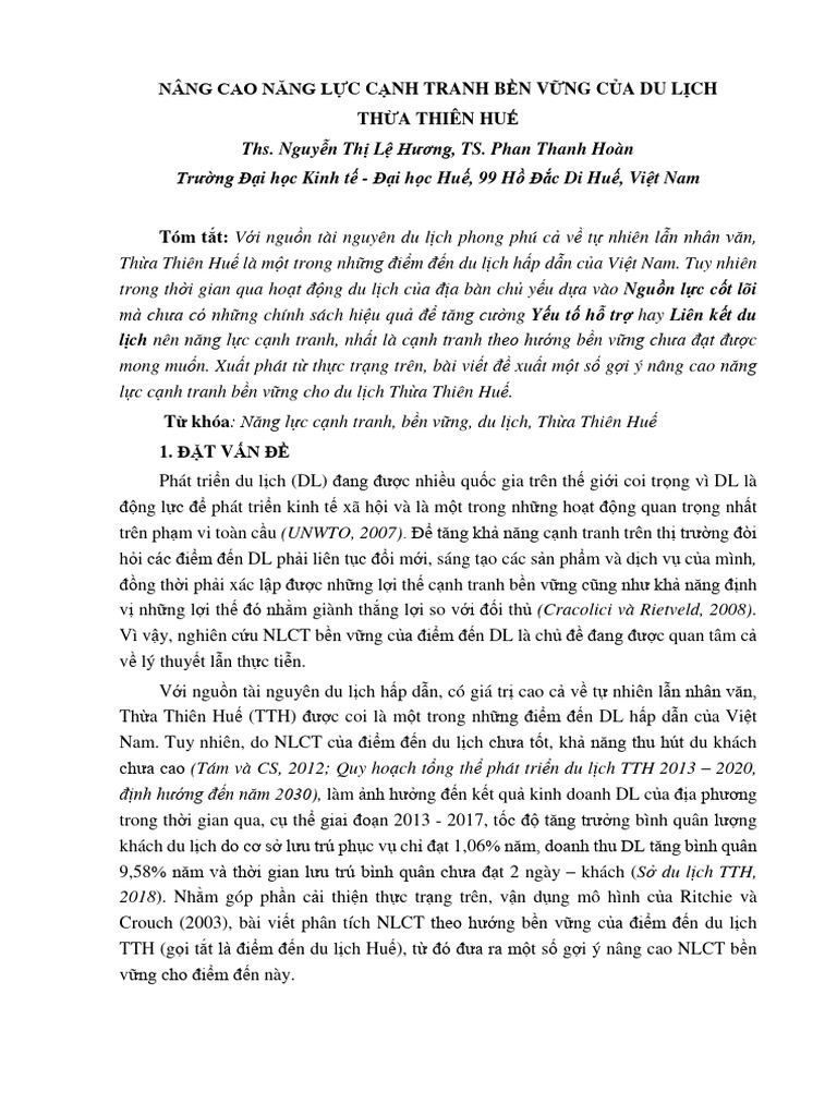 Canh Tranh Du Lich Ben Vung - Le Huong Final | PDF