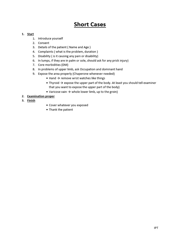 Medical Examination Guide | PDF | Vein | Nipple