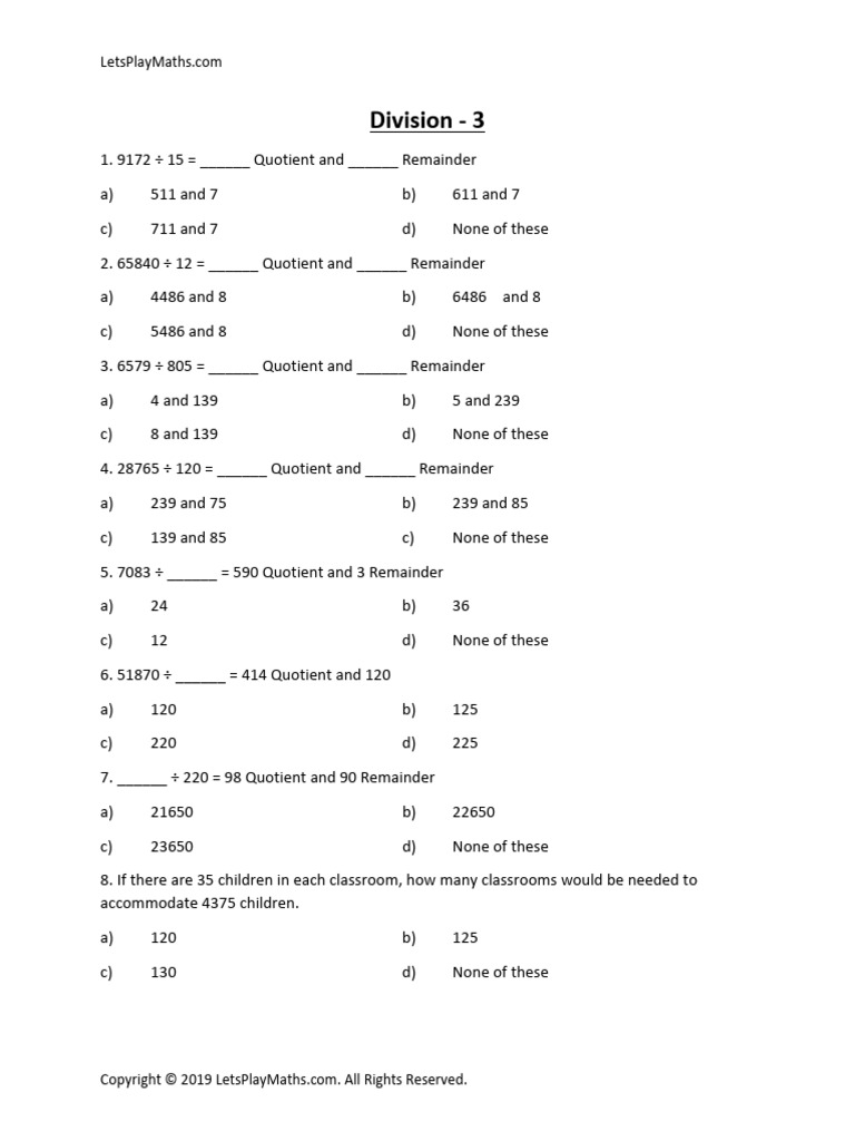 Division-3 | PDF | Division (Mathematics) | Elementary Mathematics