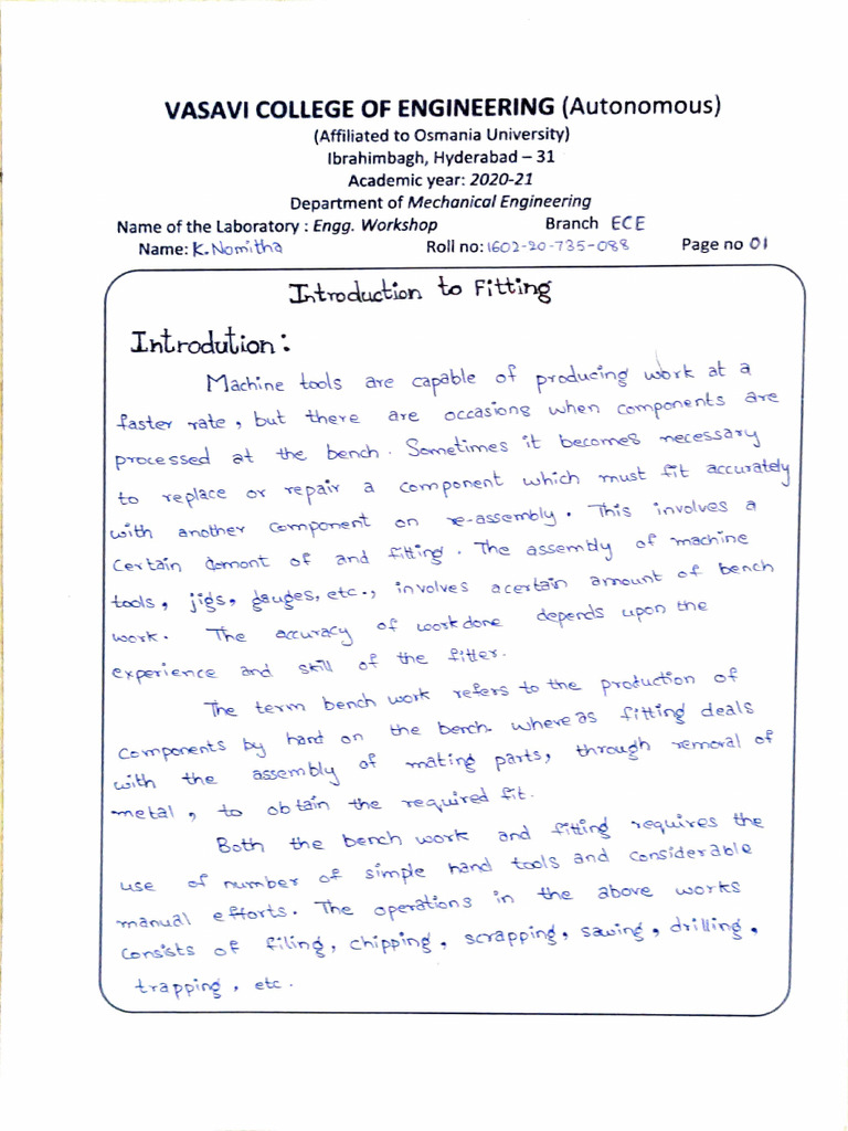 Engineering Work Shop ECE-B | PDF | Tools