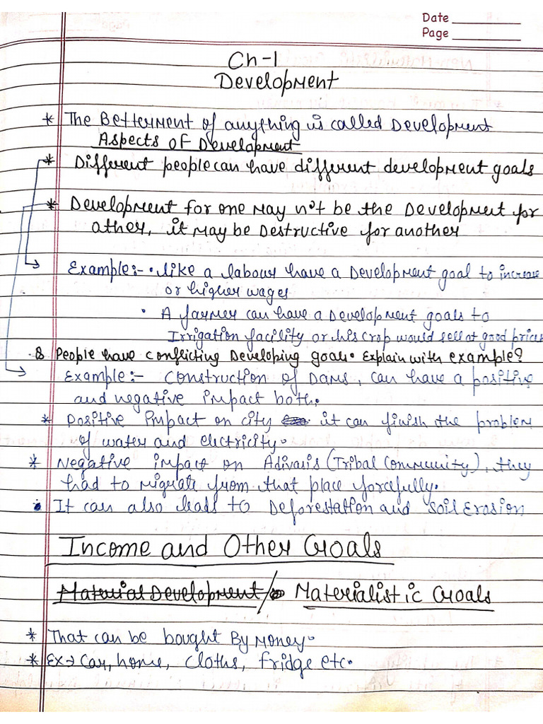 Sachin Notes of Eco CH 1 Class 10 | PDF