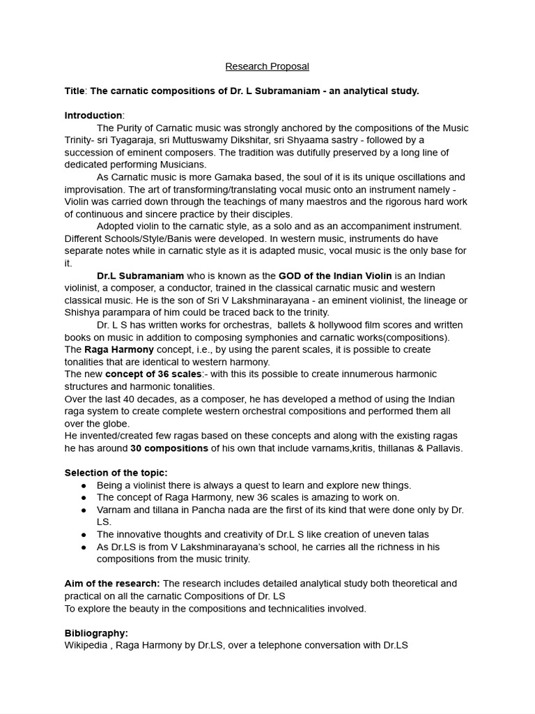 Research Proposal | PDF | Performing Arts | Musicology