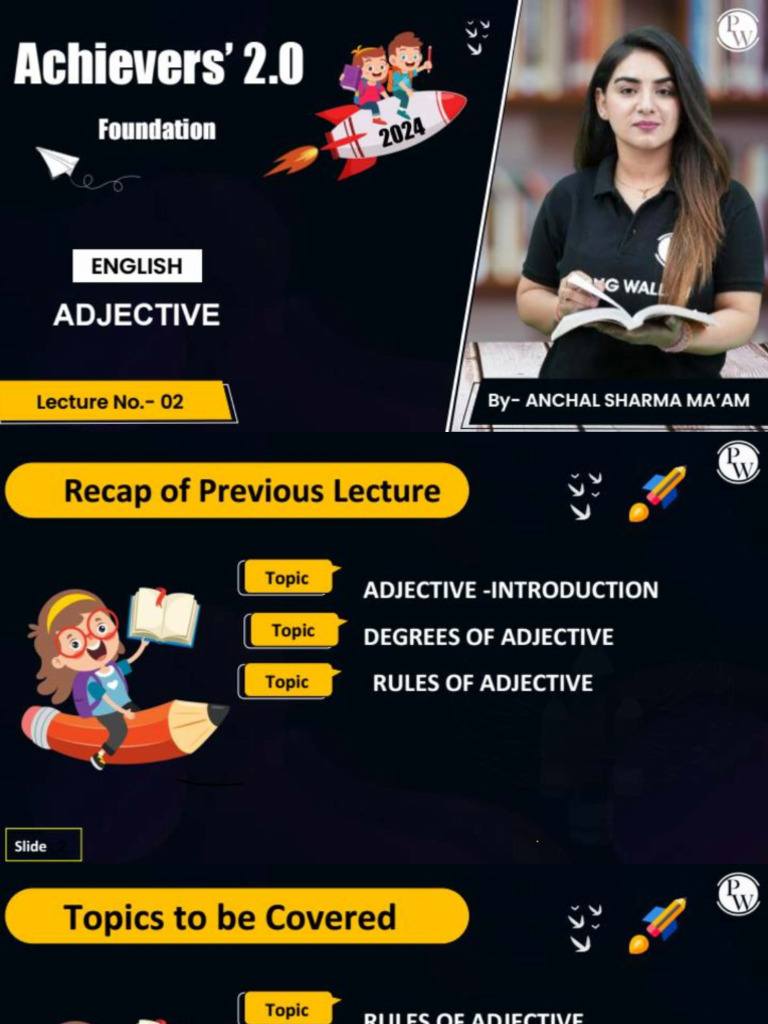 Adjective 02 _ Class Notes __ Achievers 2.0 SBI PO_Clerk | PDF