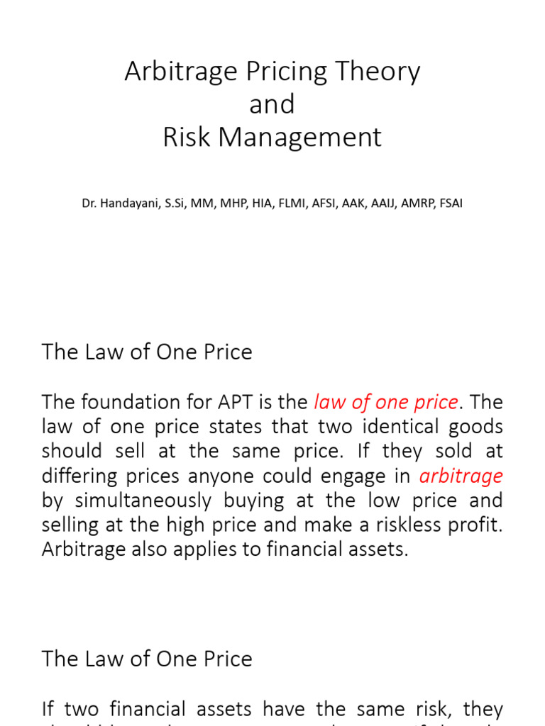 P04 - APT and Risk Management For Student | PDF | Capital Asset Pricing ...