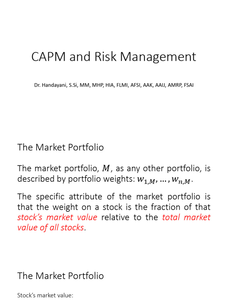 P03 - CAPM and Risk Management For Student | PDF | Capital Asset ...