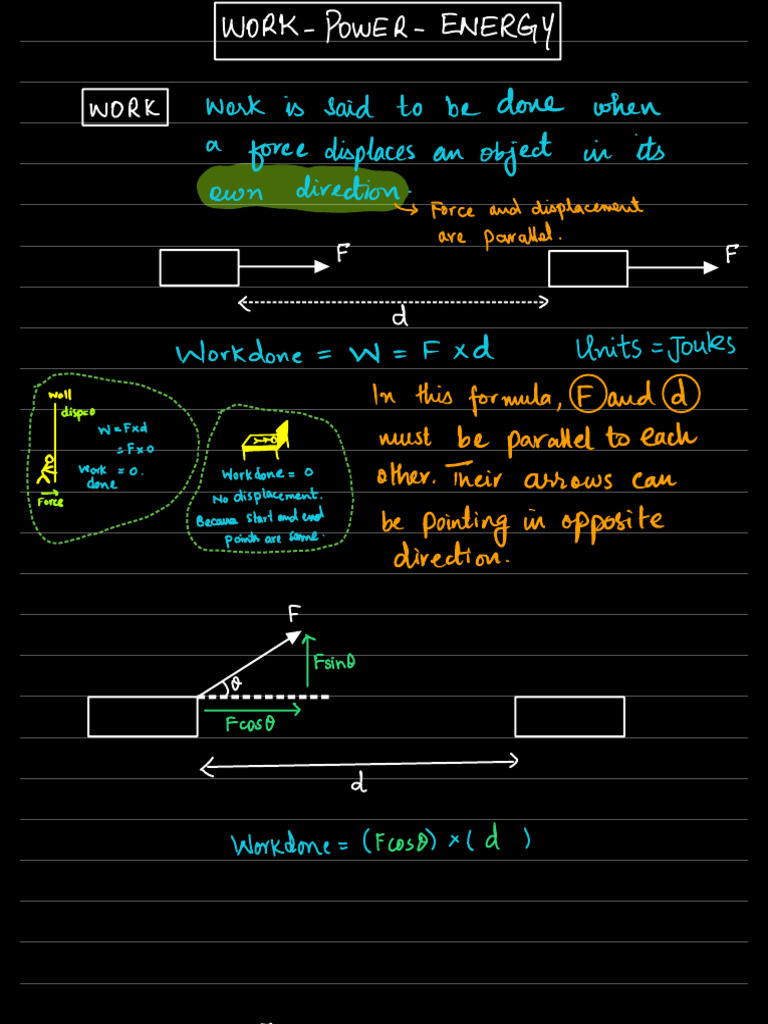 m1 Work Power Energy | PDF | Force | Kinetic Energy