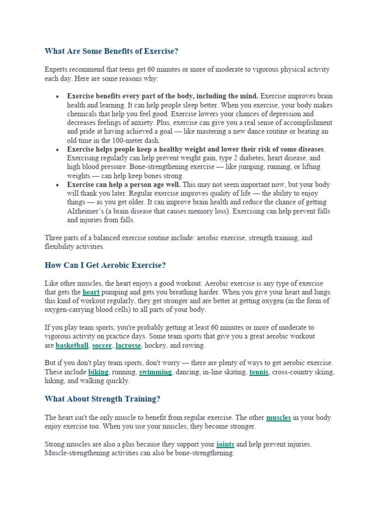 What Are Some Benefits of Exercise | PDF | Strength Training | Physical ...
