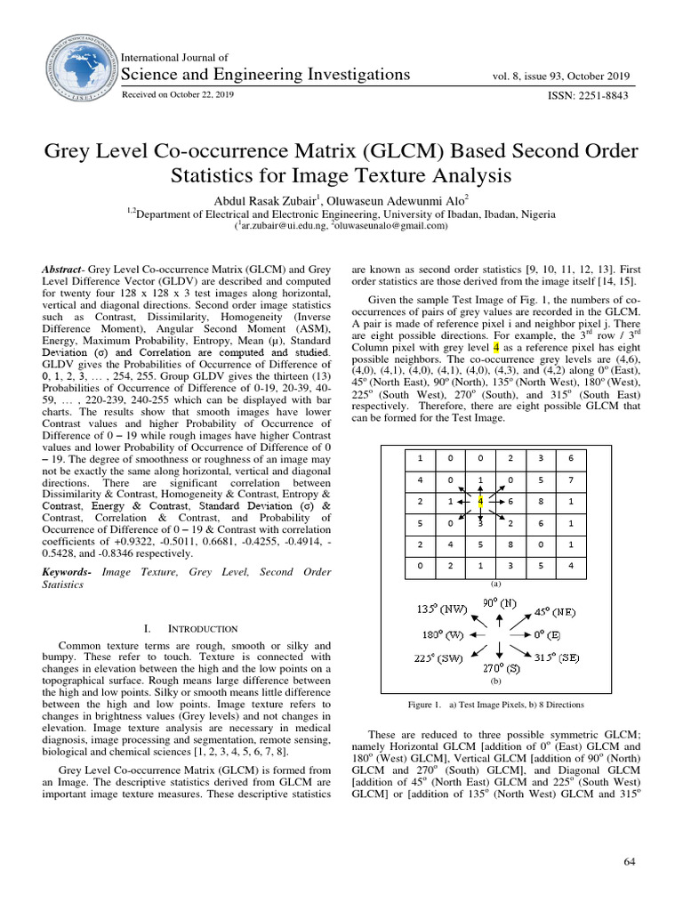 GLCM-Based Image Texture Analysis | PDF | Matrix (Mathematics) | Statistics