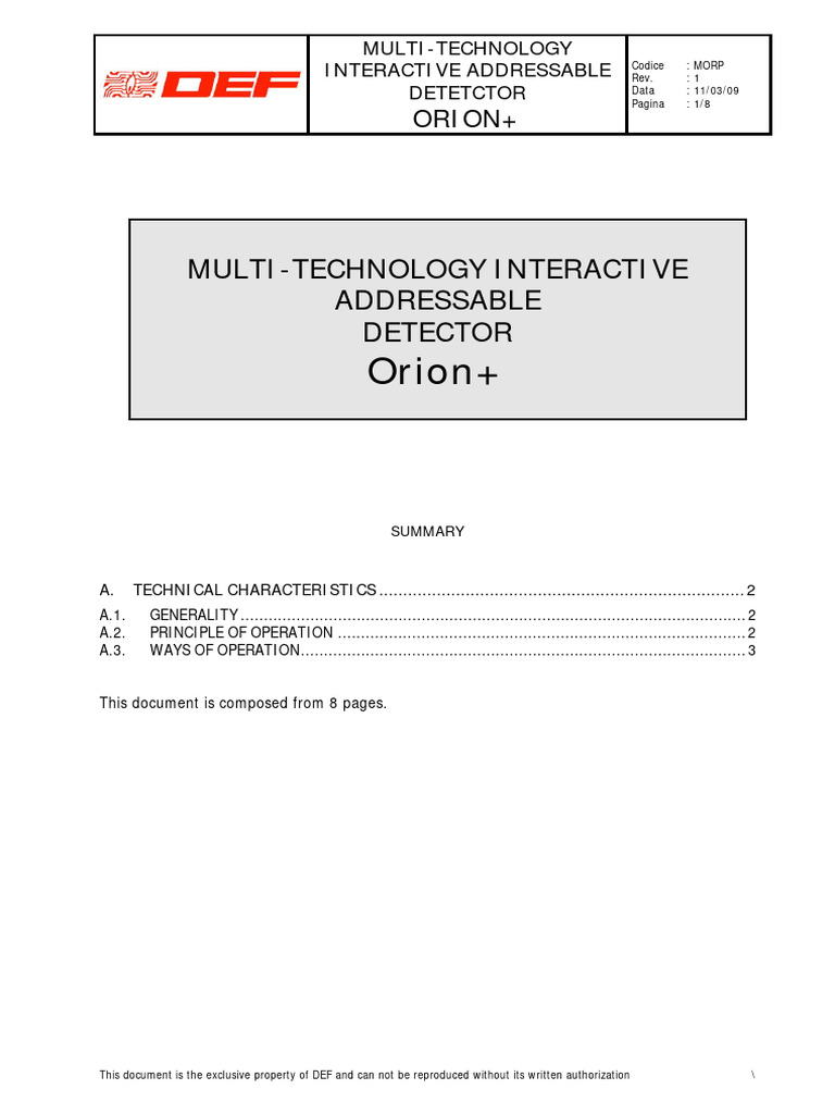 Manual - Orion + | PDF | Sensor | Smoke