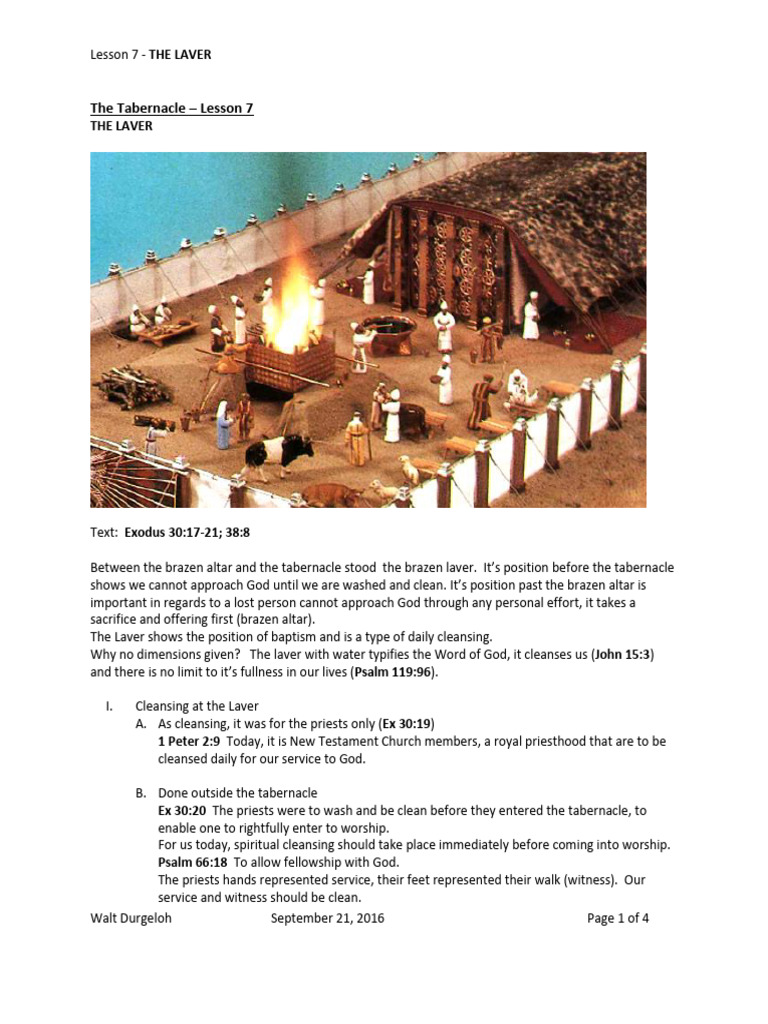 Tabernacle Lesson 7 | PDF | Baptism | Tabernacle