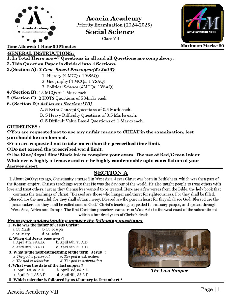 Acacia Academy Question Paper SSC | PDF | Atmosphere Of Earth | Atmosphere