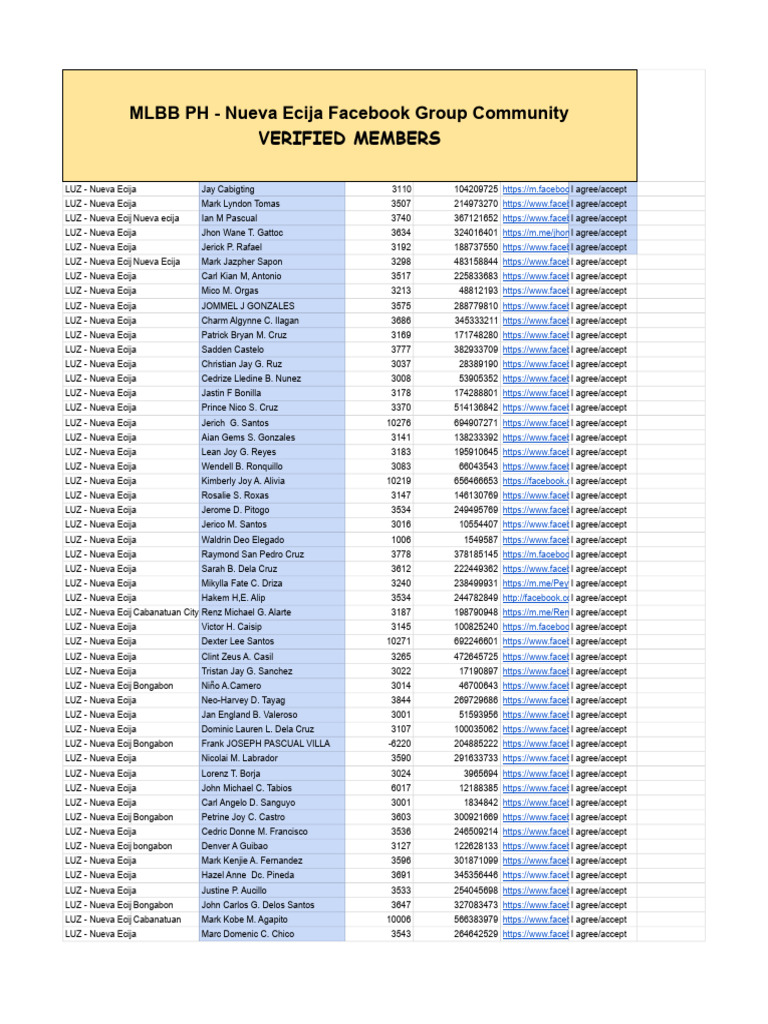 MLBB-PH Nueva Ecija (Verified Players) | PDF