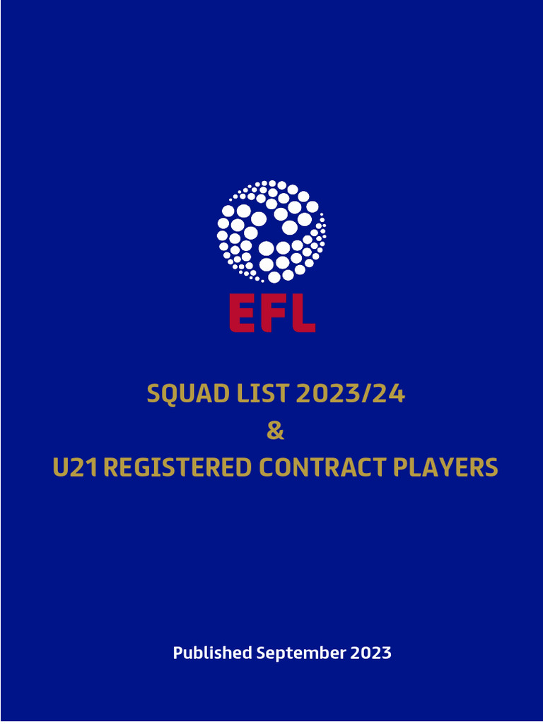 EFL Squad List 2023/24 Overview | PDF | Association Football Teams ...