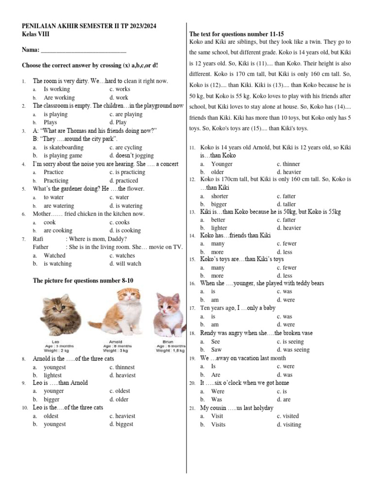Soal PAS sm2 kls8 - Tp23 - 24 - Versi - 2 | PDF