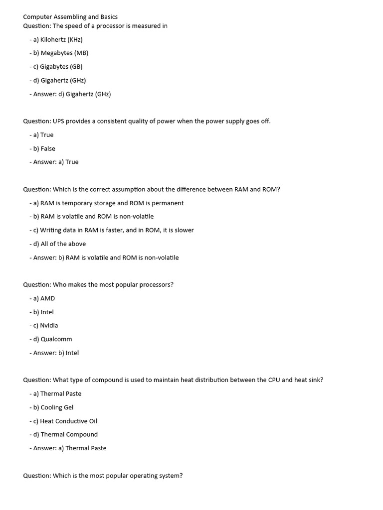Computer Assembling and Basics - Docx IT | PDF | Printer (Computing) | Random Access Memory